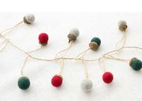 China Pink Beige Pendant Wool Felt Balls 2.5*2 Cm With Jute Rope​ EN71 Approval for sale