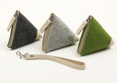 China Zipper Type Triangle Handmade Felt Coin Bags 9*19 Cm Small Felt Bags for sale