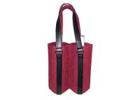 China 11.8x3.14x9.8'' Colorful Felt Fabric Bags Wine Packaging Reusable For Two Bottles for sale