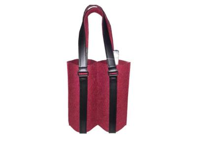 China 11.8x3.14x9.8'' Colorful Felt Fabric Bags Wine Packaging Reusable For Two Bottles for sale