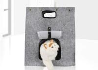 China Mechanical Wash EN71 Felt Cat Bag With Side Zipper Flap for sale