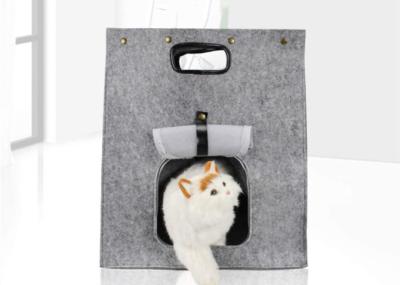 China Mechanical Wash EN71 Felt Cat Bag With Side Zipper Flap for sale