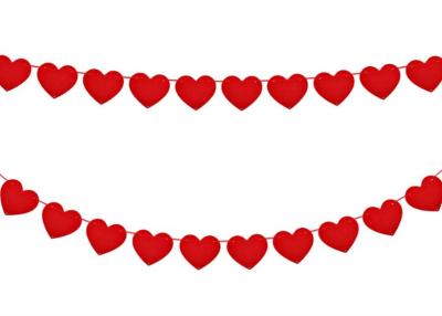 China Red Love Decoration 3mm Felt Heart Garland for sale