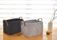 China Rectangular 3mm 5mm Felt Storage Bin With PU Handles for sale