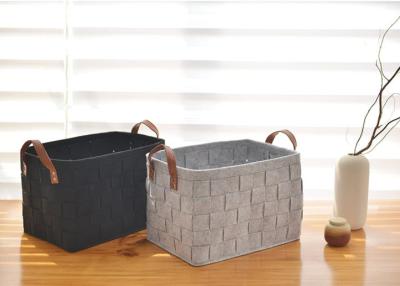 China Rectangular 3mm 5mm Felt Storage Bin With PU Handles for sale