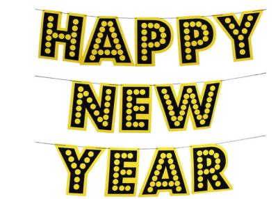 China Black Gold 2 Layer 10ft Custom Felt Banner For Party Decorations for sale