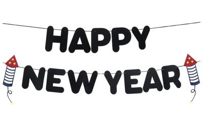 China 43 Colors Pre Strung 3Mm Nye 2021 Felt Banner With Rocket Cutouts for sale