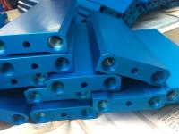 China Ra0.4 Blue Anodized Aluminum 6082T5 T Slot Frame with M6 Holes CNC Milling for sale