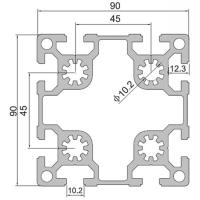 China 90 Series 10.2mm Width Extruded Aluminum T Slot Profile WF-035 Light Duty 6.20 kg/m for sale