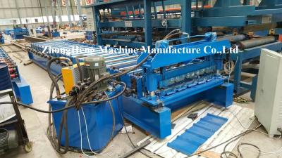 China Metal Roofing Tile Roll Forming Machine With Adjustable Feeding Table And Precutter for sale