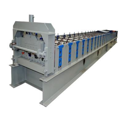 China 22KW Gearbox Drive Metal Deck Roll Forming Machine With 5T Hydraulic Uncoiler for sale