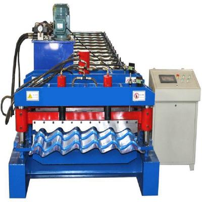 China 4kw Glazed Tile Roll Forming Machine , Hydraulic Cutting Tile Making Machine for sale