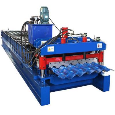 China Prepainted Steel Roofing Glazed Tile Roll Forming Machine With Hydraulic Cutting for sale