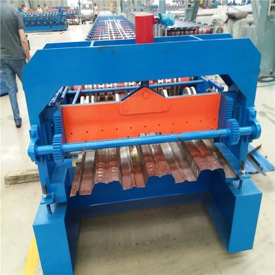 China Galvanized Steel Floor Deck Roll Forming Machine Blue 45# Steel Rollers Hydraulic Cutting for sale