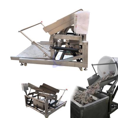 China Seafood Shrimp Processing Thermal Insulation Plastic Bucket Lifting Platform Pouring Machine Shrimp Production Line for sale
