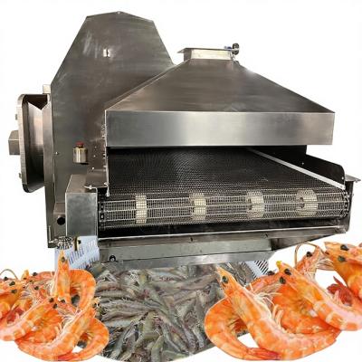 China Automatic Shrimp Steam Tunnel Prawn Cooker Blanching Machine 700-1000KG/H Capacity 380V for sale