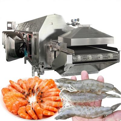 China Seafood Shrimp Processing Tunnel Conveyor Belt Blanching Machine Steam Boiler Machine for Cooked Shrimp Processing for sale