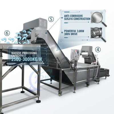 China Heavy Duty Shrimp Deheading Production Line Precision SUS316 1000-1500KG 11.7KW 415V for sale