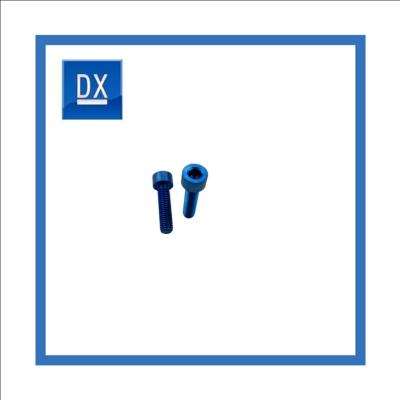 China TA2 Flange Inner Hexagon Titanium Screws Titanium Plated Blue DIN933 M8x10 for sale
