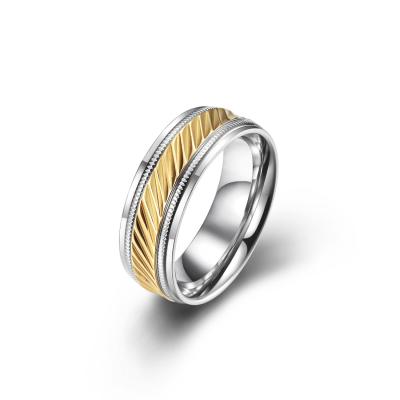 China Stainless Steel Men Fashion Jewelry Mirror Ring Simple Gold Plated for sale