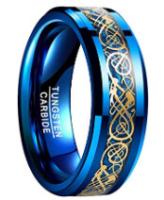China Tungsten Carbide Men Fashion Jewelry Plated Blue Wedding Engagement Rings for sale