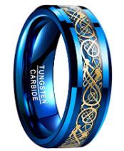 China Tungsten Carbide Men Fashion Jewelry Plated Blue Wedding Engagement Rings for sale