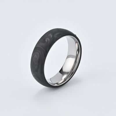 China Modern Men Stainless Steel Forged Carbon Fiber Jewelry Ring Waterproof Customized for sale