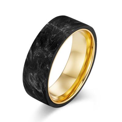 China Custom Men's Forged Carbon Fiber Wedding Bands in Plated Rose Gold for sale