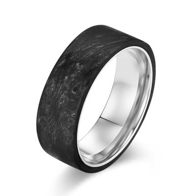 China Custom Coated Forged Carbon Fiber Jewelry Wedding Bands for Men for sale