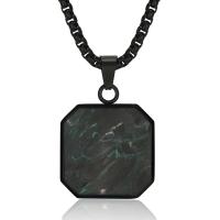 China Forged Carbon Fiber Jewelry Square Bar Necklace Waterproof Hypoallergenic Geometric for sale
