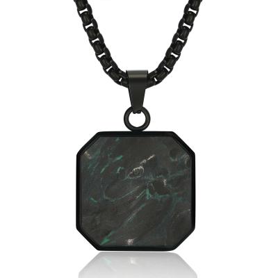 China Forged Carbon Fiber Jewelry Square Bar Necklace Waterproof Hypoallergenic Geometric for sale