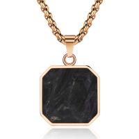 China Stainless Steel Plated Carbon Fiber Jewelry Rose Gold Cross Pendant Metal Chain Necklace for sale