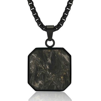 China Geometric Forged Carbon Fiber Jewelry Hypoallergenic Square Bar Necklace Waterproof for sale