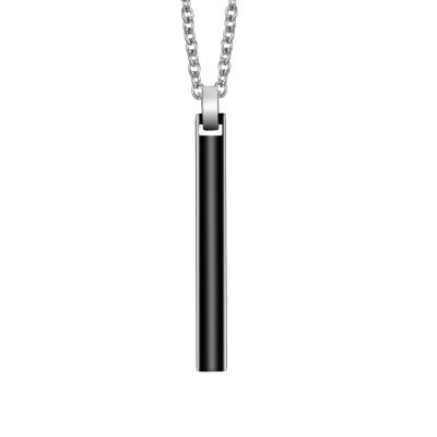 China Long Dagger Pencil Pendant Necklace for Men Black Stainless Steel Cross Necklace for sale