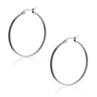 China Personal Round Sterling Silver Hoop Earrings with Smooth Surface and Large Size for sale