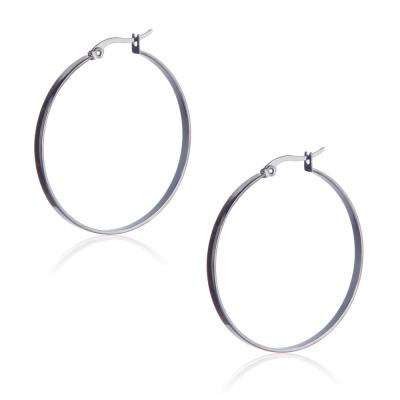 China Personal Round Sterling Silver Hoop Earrings with Smooth Surface and Large Size for sale