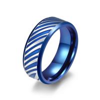 China Classic Fashion Men's Rings Blue Plated Hip Hop Punk Stainless Steel Chain Ring Jewelry for sale