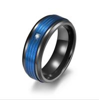 China Inlaid Diamond Carbon Fiber Engagement Rings Jewelry Polish Black And Rose Gold for sale