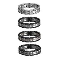 China Brushed And Matte Black Fashion Stainless Steel Bracelet With Silver Watch Band Bracelet for sale