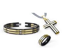 China Custom Mens Stainless Steel Jewelry Set Necklace Bracelet And Ring Set for sale