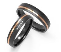 China Couple Black Zirconium Jewelry Wedding Ring Polished With Cubic Zirconia for sale