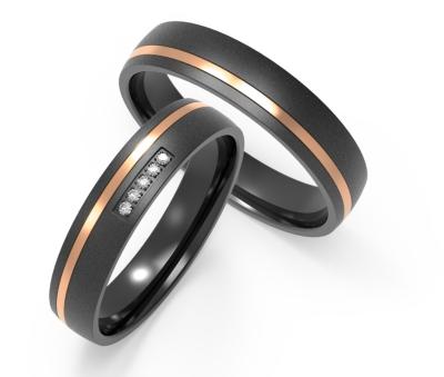 China Couple Black Zirconium Jewelry Wedding Ring Polished With Cubic Zirconia for sale