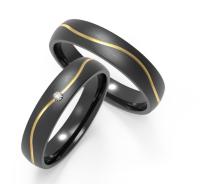 China Customized Black Zirconium Jewelry Couple Rings Water Resistant With Inlays / Setting for sale