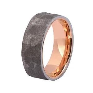China Mens Tantalum Jewelry Wedding Gold Inlay Hammered Tantalum Ring for sale