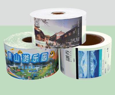 China 60x93mm Theme Park Ticket Roll Art Paper Printed Repeat Sensemarks UV Printing for sale