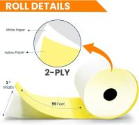 China 2 Ply NCR Carbonless Kitchen Printer Paper Rolls 2 Part White and Yellow for sale