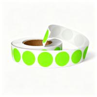 China 1x1 Inch Round Fluorescent Green Adhesive Labels Dot Stickers for sale