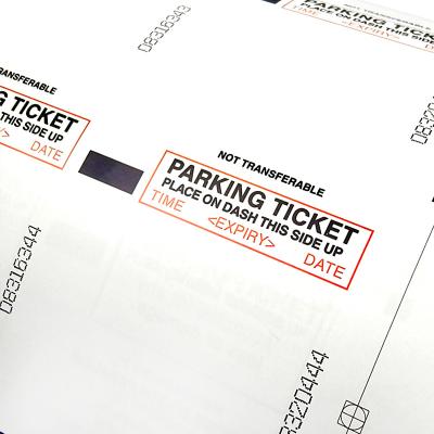 China 80x80mm Thermal Parking Tickets Printed Sensemarks and Serial Numbers UV Printing for sale