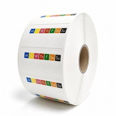 China Weekday Color Coded Thermal Adhesive Labels Stickers for sale