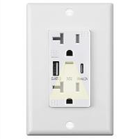 China Warm White Night Light USB Outlet 20A 125V 60Hz 5V 4.2A Outlet With Night Light And USB for sale